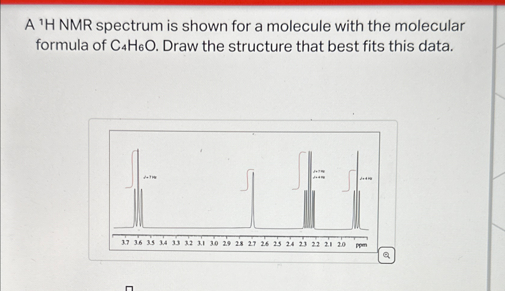 Solved A ?1H ﻿NMR spectrum is shown for a molecule with the | Chegg.com