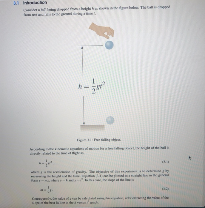 Solved 3.1. Introduction Consider a ball being dropped from | Chegg.com