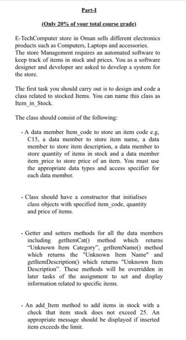 Solved Part-1 (Only 20% of vour total course grade) | Chegg.com