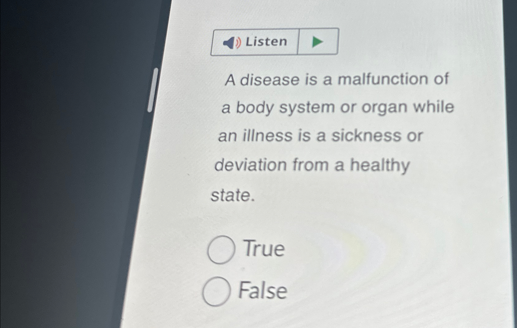 Solved A disease is a malfunction of a body system or organ | Chegg.com