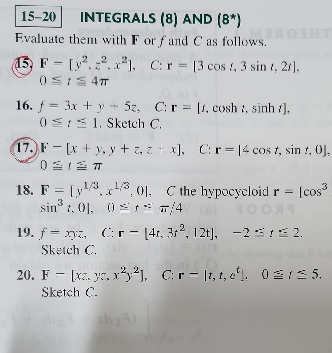 Solved Evaluate them with F or f and C as follows. (15.) | Chegg.com