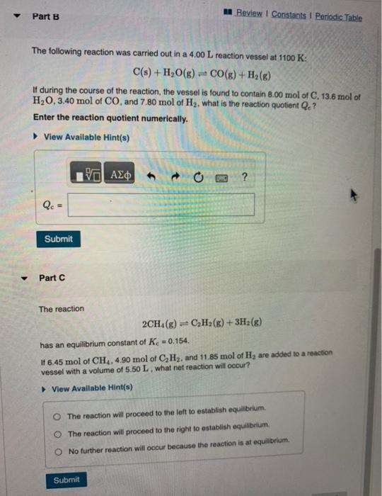 Solved The following reaction was carried out in a 4.00 L | Chegg.com