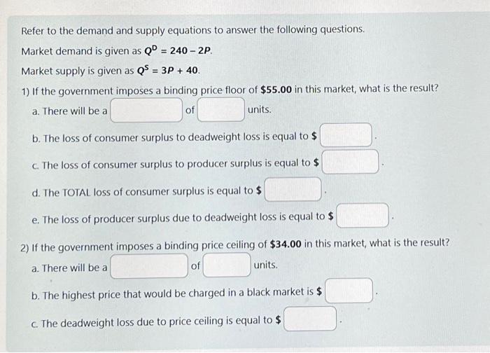Demand And Supply Questions And Answers Demand And Supply Pr