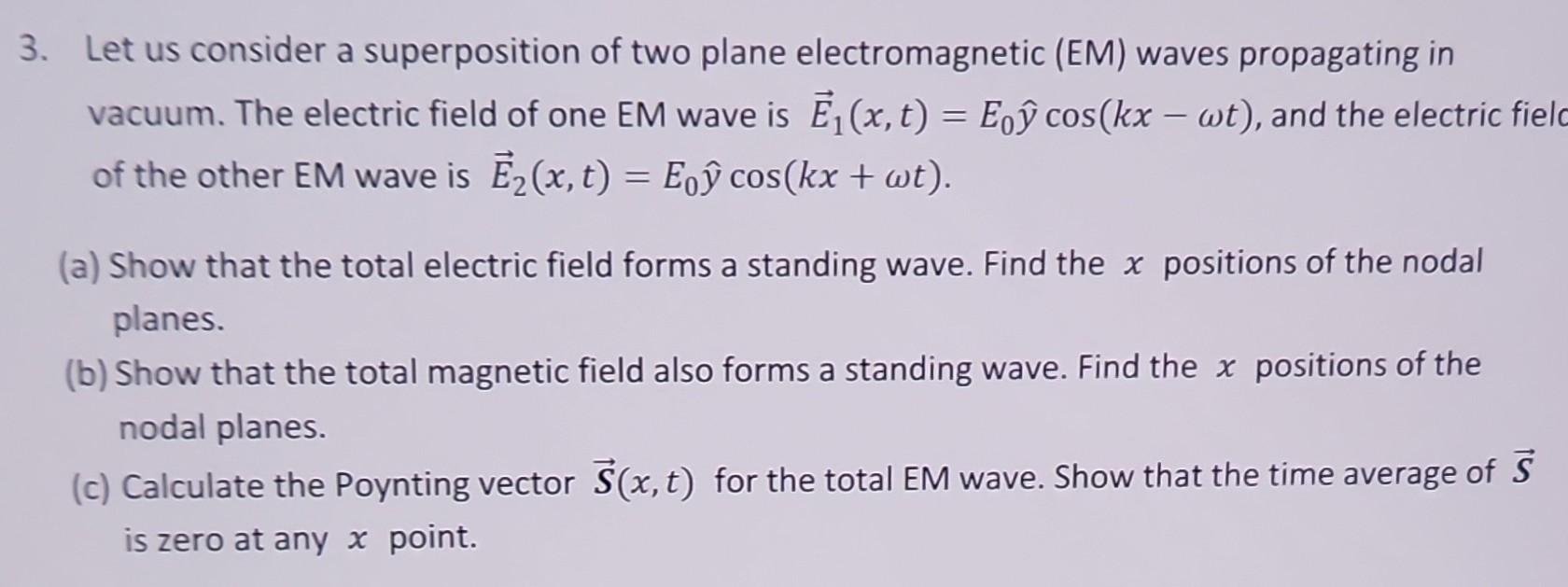 Solved 3. Let us consider a superposition of two plane | Chegg.com