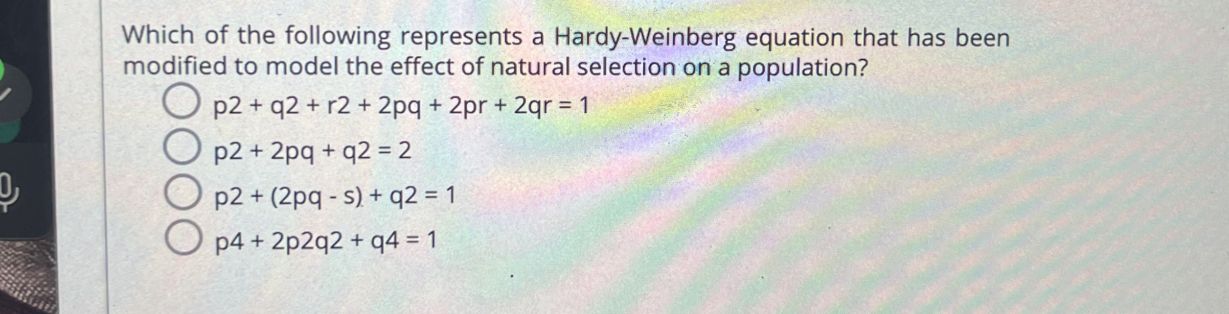 Solved Which of the following represents a Hardy-Weinberg | Chegg.com