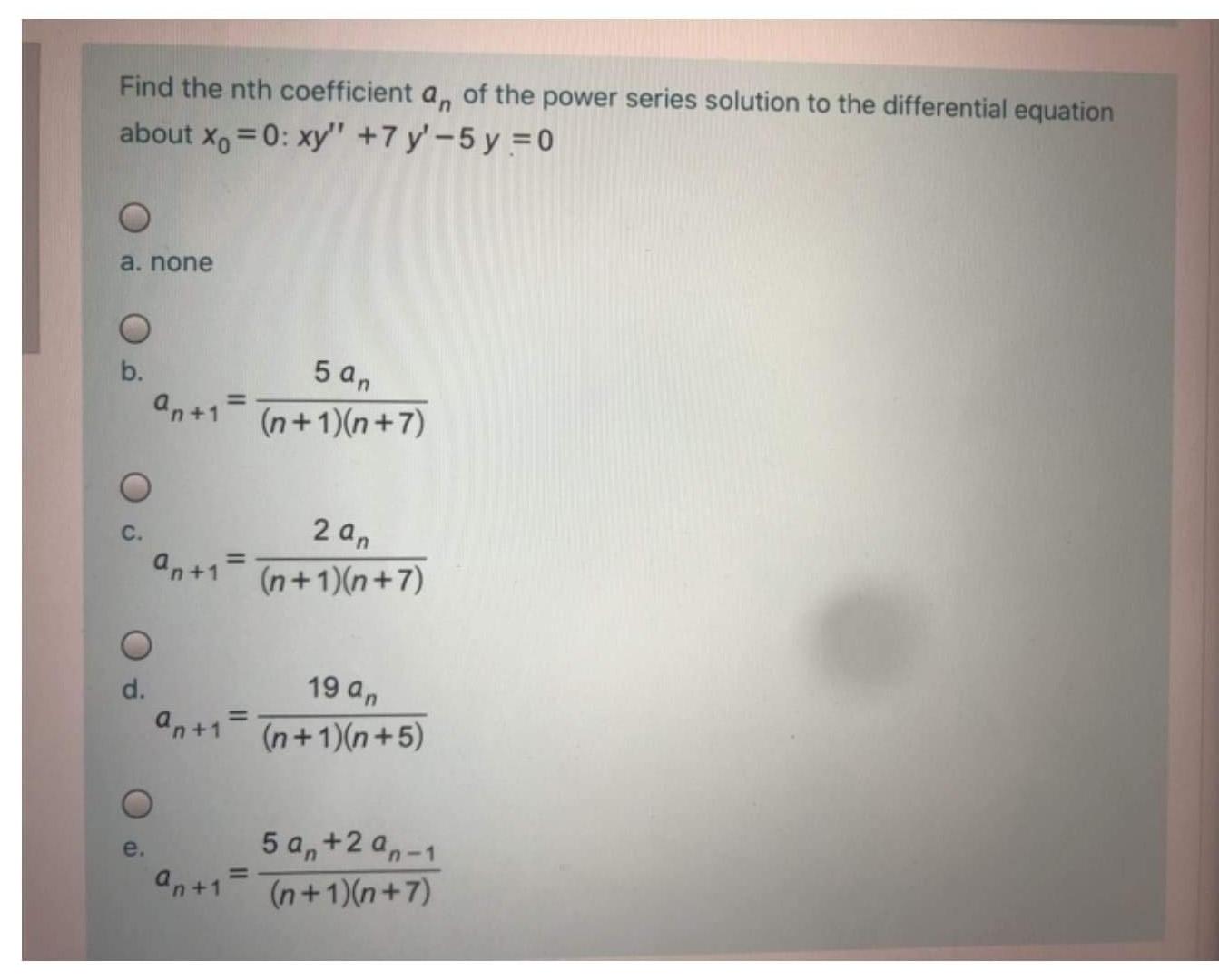 Solved Find the nth coefficient an of the power series | Chegg.com