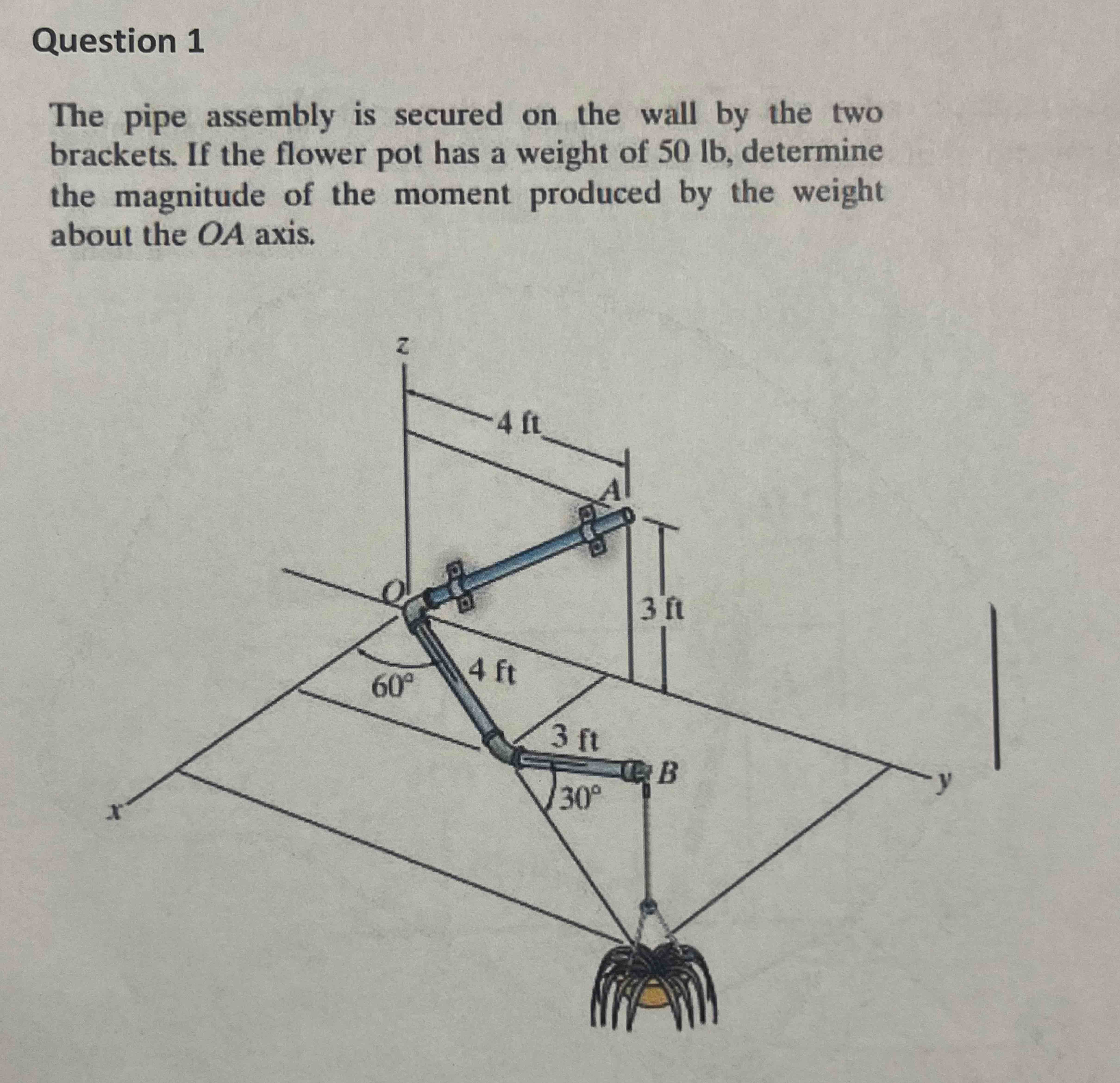 Solved Question 1The pipe assembly is secured on the wall by | Chegg.com