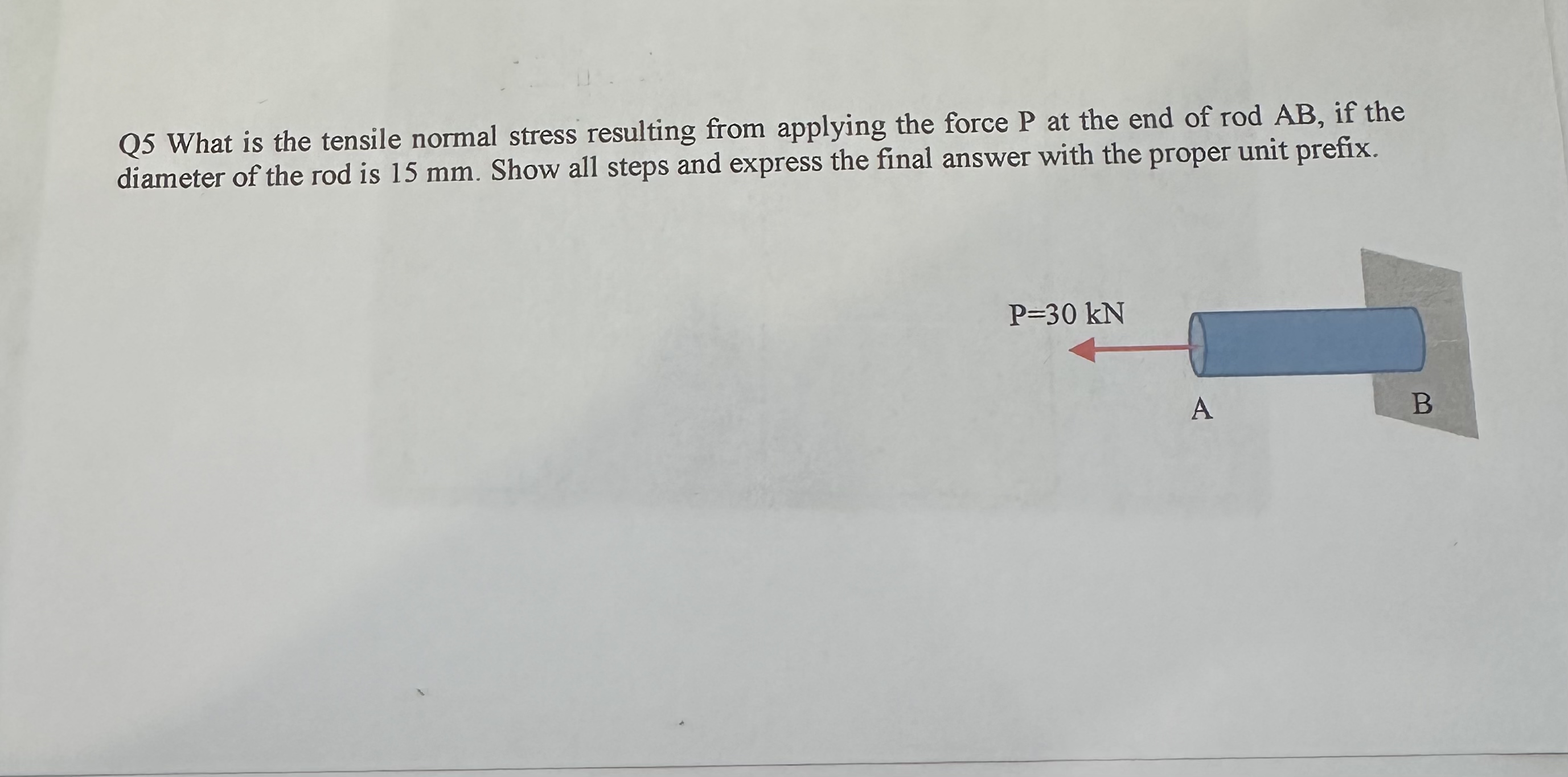 Solved Q5 ﻿What is the tensile normal stress resulting from | Chegg.com