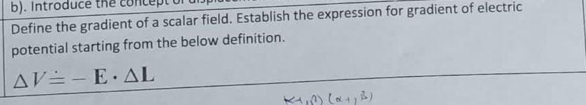 Solved Define the gradient of a scalar field. Establish the | Chegg.com