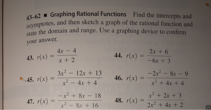 Solved 69 Graphing Rational Functions Find the intercepts | Chegg.com