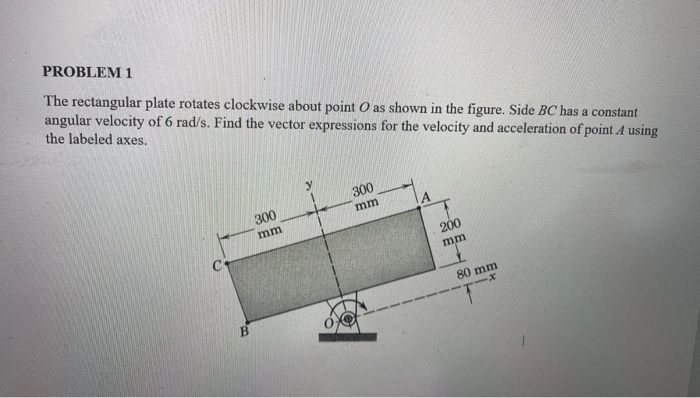 Solved PROBLEM 1 The rectangular plate rotates clockwise | Chegg.com