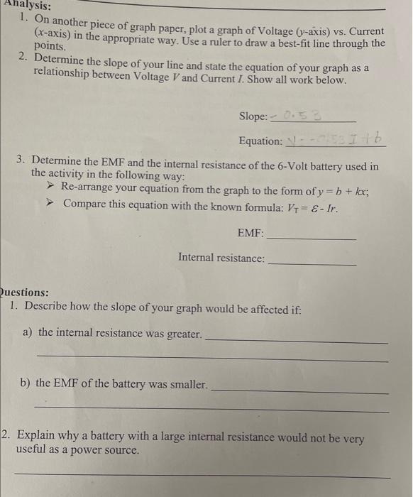 Solved please make a graph voltage vs current and do all the | Chegg.com