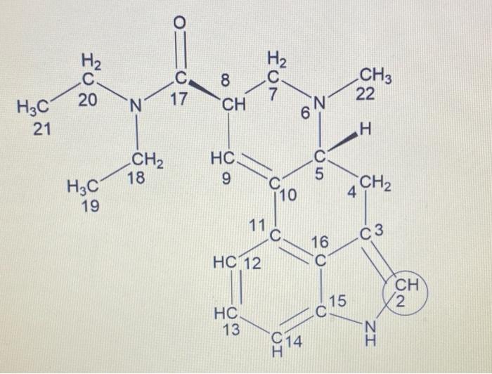 Solved The molecule depicted below is lysergic acid | Chegg.com