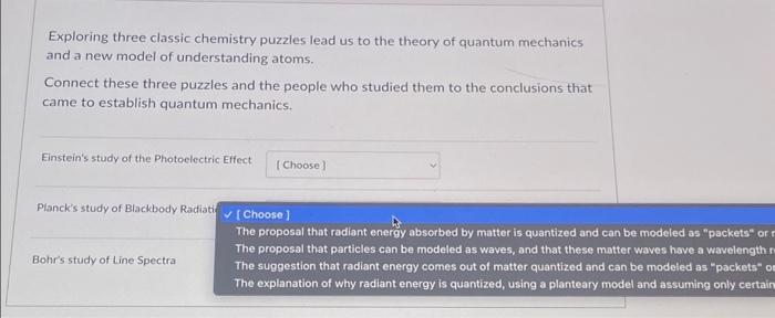 Solved Exploring three classic chemistry puzzles lead us to | Chegg.com