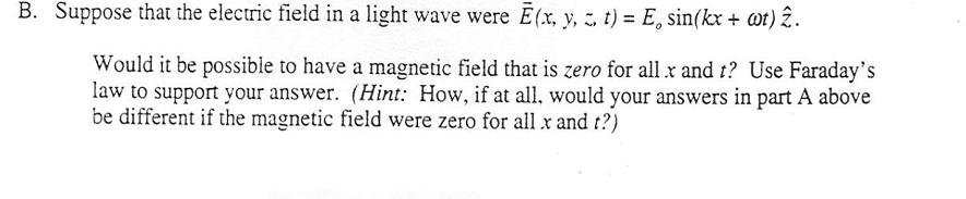 Solved Suppose That The Electric Field In A Light Wave Were