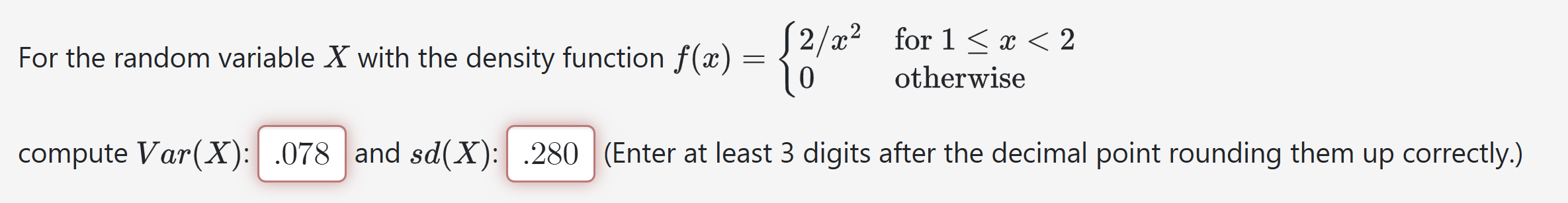 Solved For the random variable x ﻿with the density function | Chegg.com
