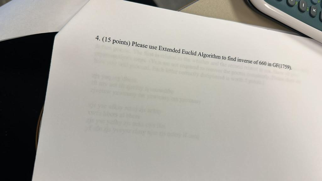 Solved 15 ﻿points ﻿please Use Extended Euclid Algorithm To