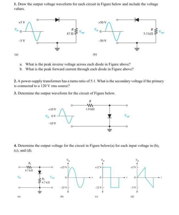 Solved 1 Draw The Output Voltage Waveform For Each Circuit 2023