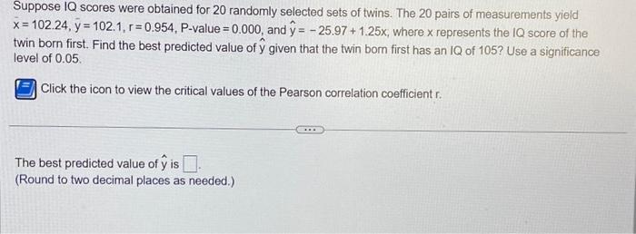 Solved Suppose lQ scores were obtained for 20 randomly | Chegg.com