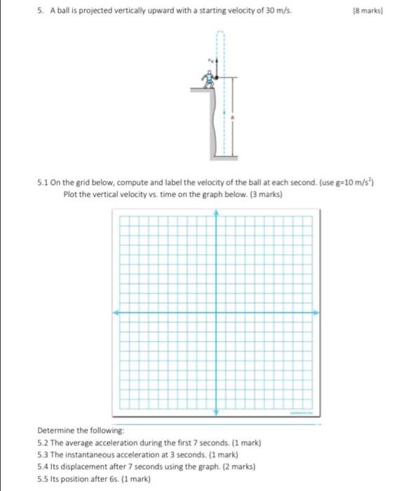 Solved 5. A ball is projected vertically upward with a | Chegg.com