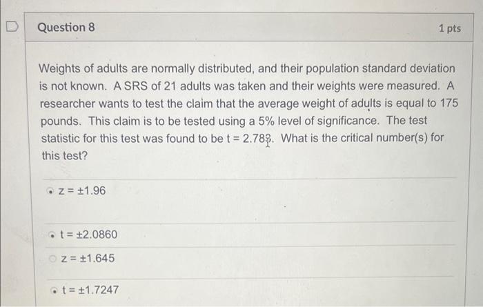 Solved Weights of adults are normally distributed, and their | Chegg.com