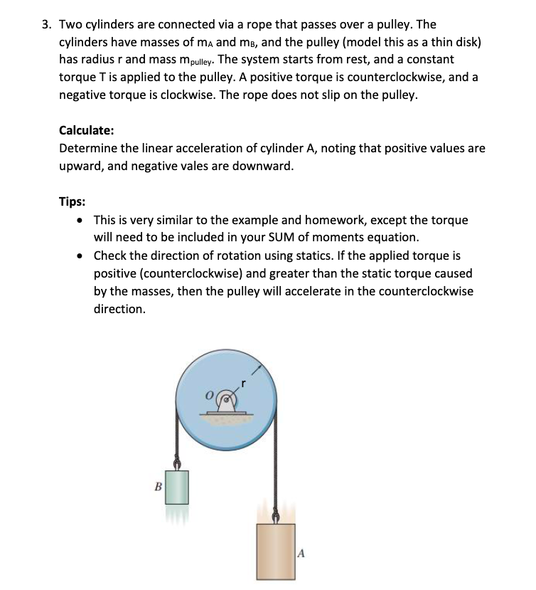 Solved Two cylinders are connected via a rope that passes | Chegg.com