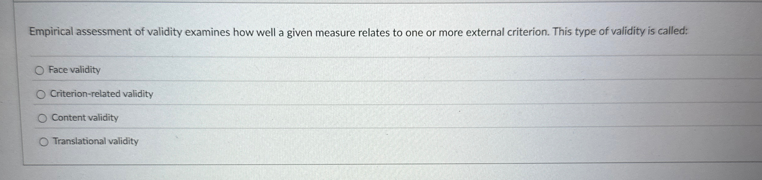 Solved Empirical assessment of validity examines how well a | Chegg.com