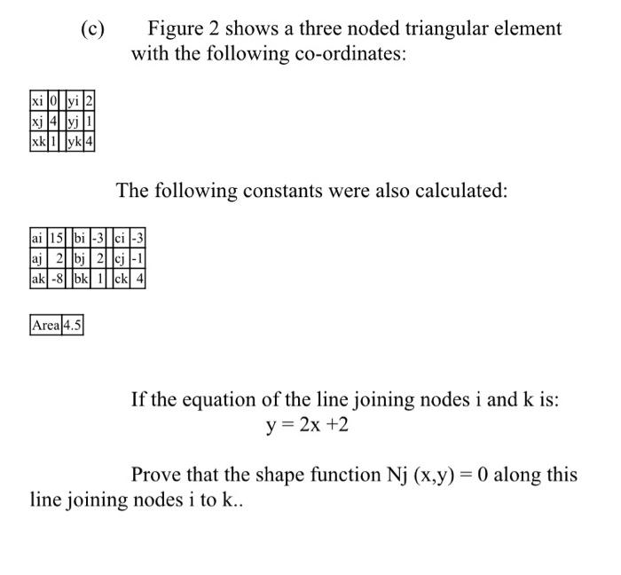 Solved (c) Figure 2 shows a three noded triangular element | Chegg.com