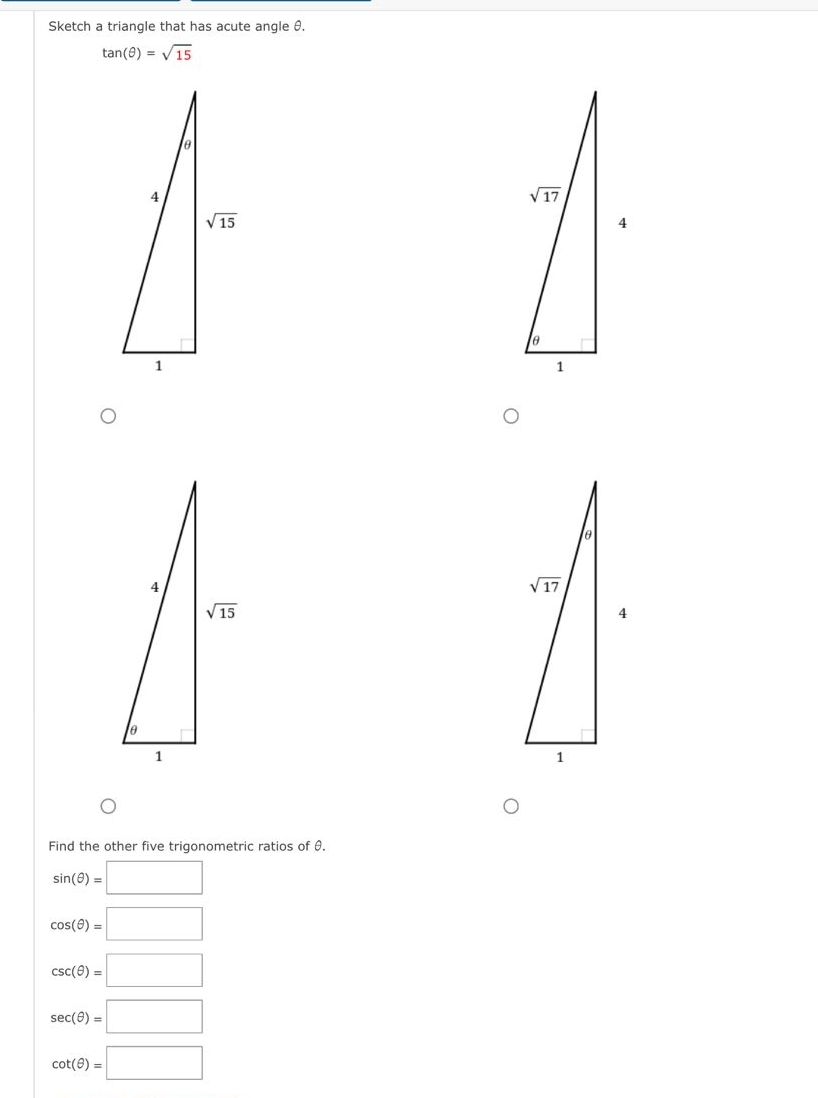 Solved Sketch a triangle that has acute angle | Chegg.com