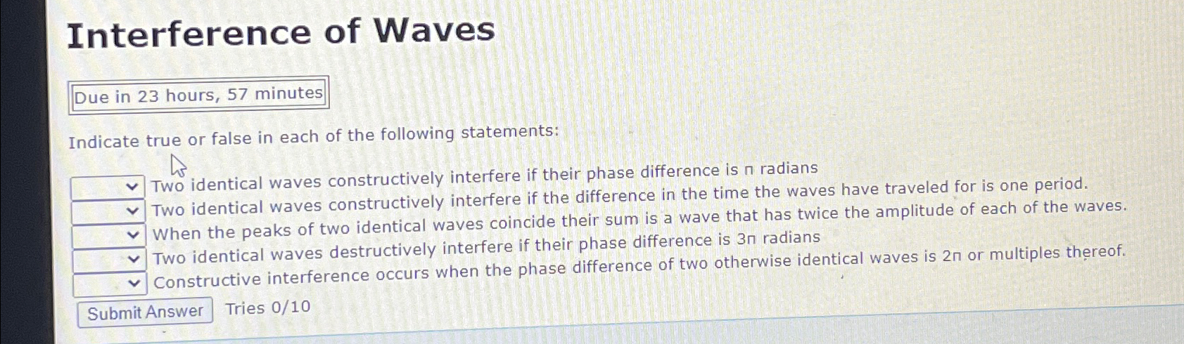 Solved Interference of WavesDue in 23 ﻿hours, 57 | Chegg.com