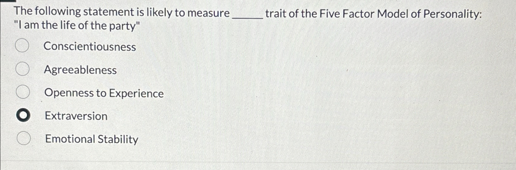 Solved The following statement is likely to measure trait of | Chegg.com