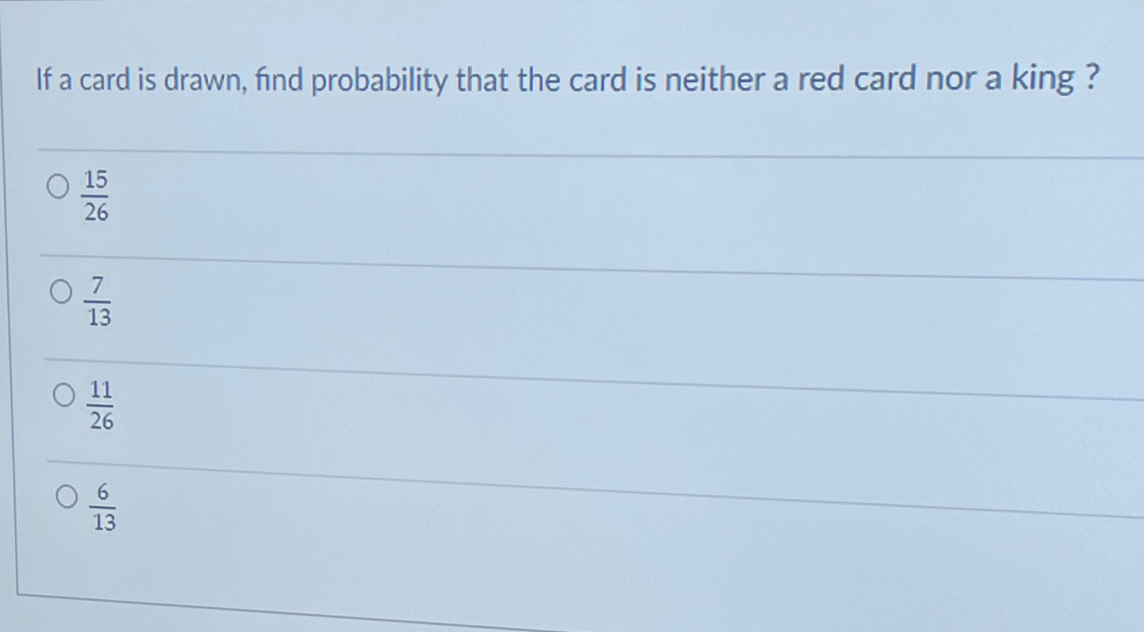 Solved If a card is drawn, find probability that the card is | Chegg.com