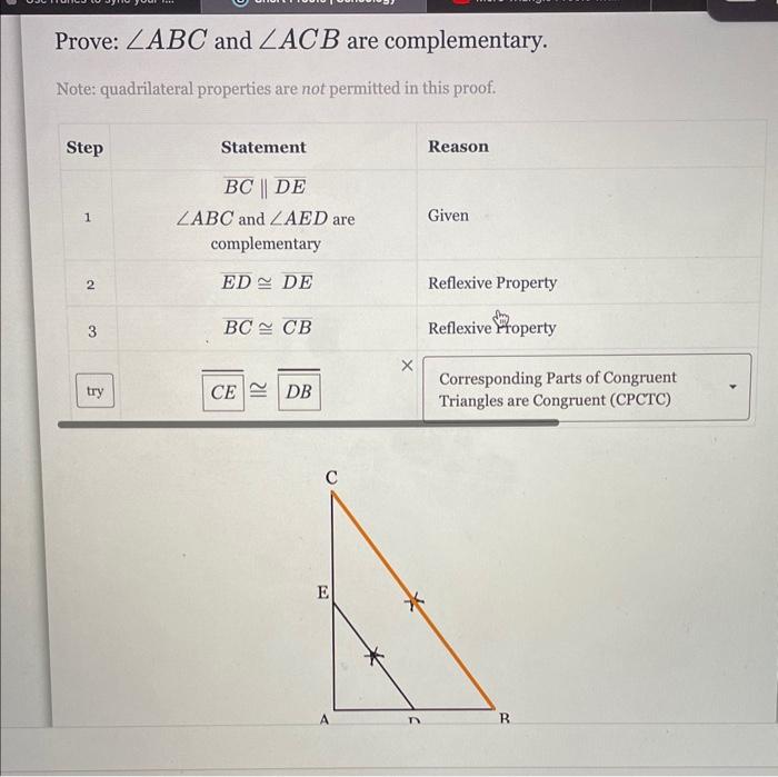 Solved Prove: ∠ABC and ∠ACB are complementary. Note: | Chegg.com