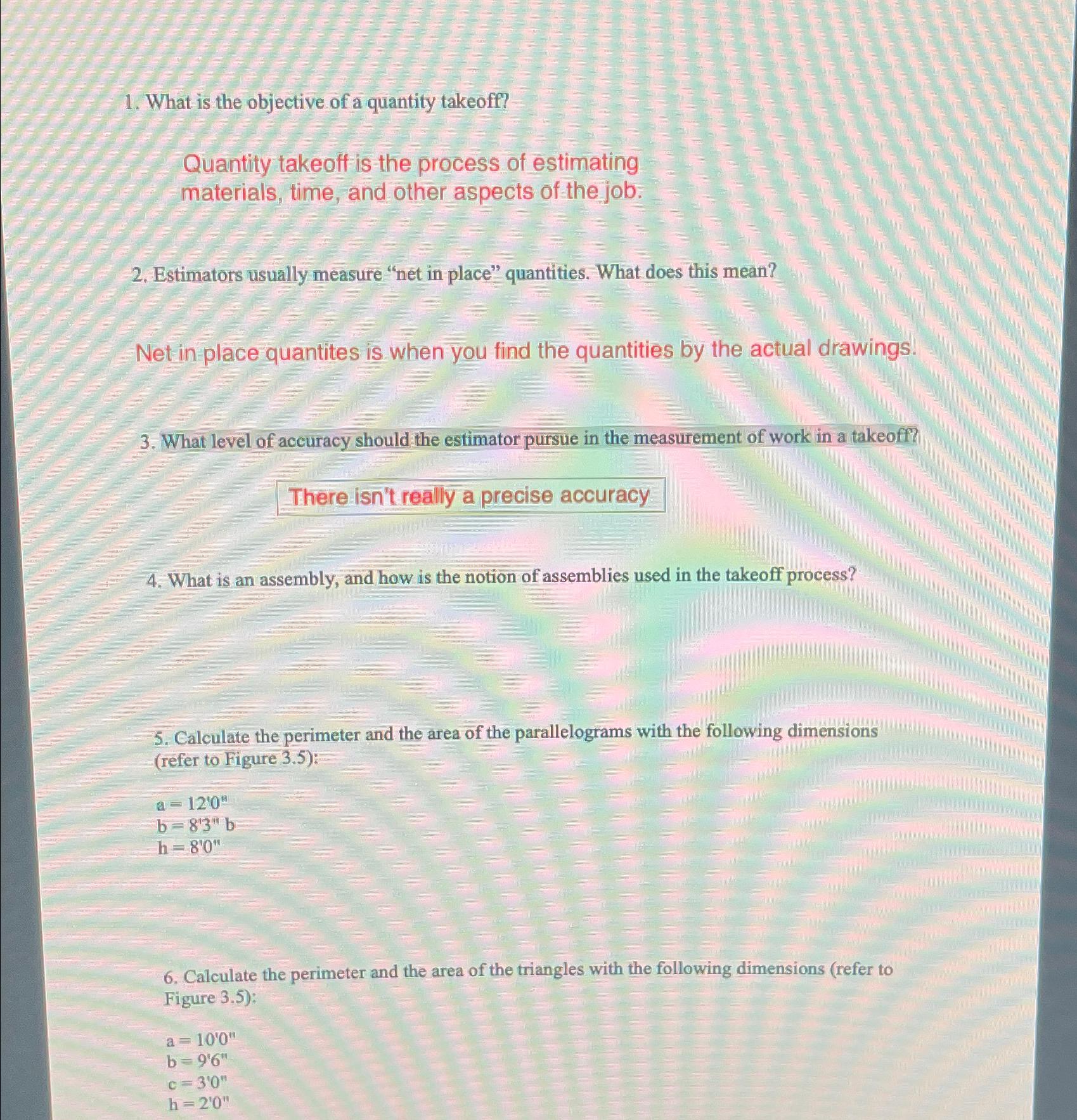 Solved What is the objective of a quantity takeoff?Quantity | Chegg.com