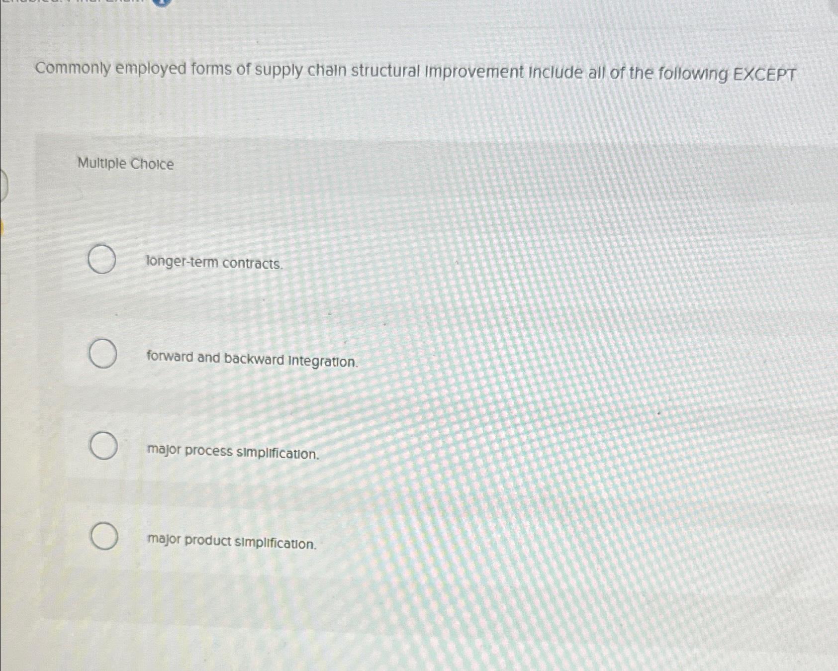 Solved Commonly employed forms of supply chain structural | Chegg.com