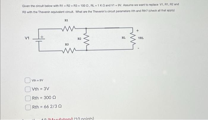 Solved Given the circuit below with R1 = R2 R3 = 100 02, RL | Chegg.com