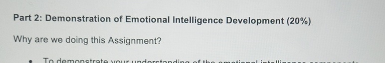 Solved Part 2: Demonstration of Emotional Intelligence | Chegg.com