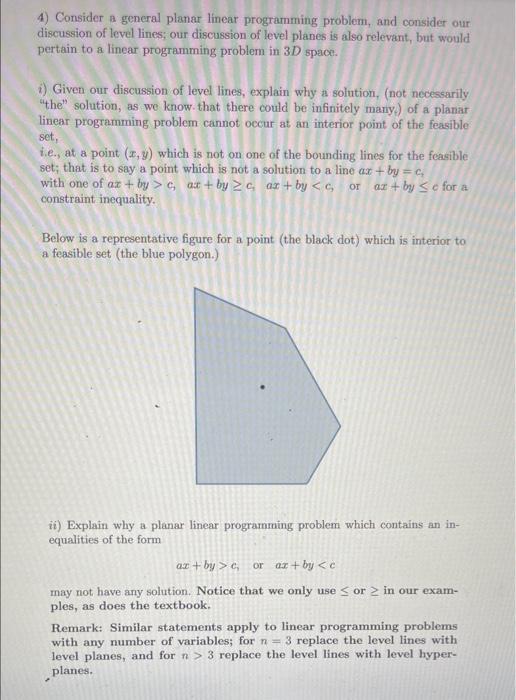 Solved 4) Consider a general planar linear programming | Chegg.com