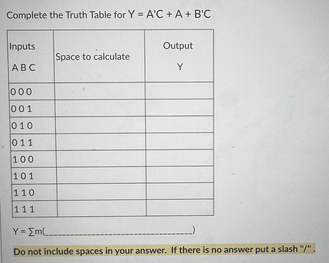 Complete the Truth Table for | Chegg.com