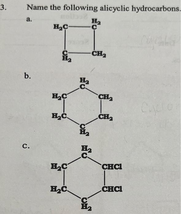Solved Name the following alicyclic hydrocarbons | Chegg.com