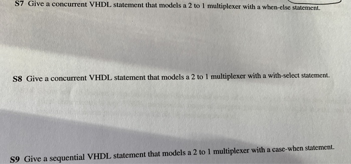 Solved 57 Give A Concurrent Vhdl Statement That Models A 2