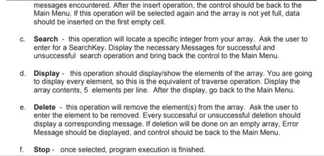 Solved Activity 1: 1. From the Array Operations program | Chegg.com