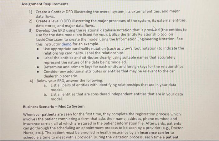 Assignment Requirements 1) Create a Context DFD | Chegg.com