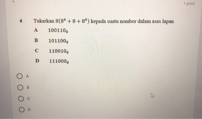 1 point 1 Ungkapkan 1110112 sebagai nombor dalam asas | Chegg.com
