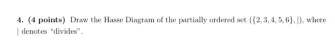Solved 4. (4 points) Draw the Hasse Diagram of the partially | Chegg.com