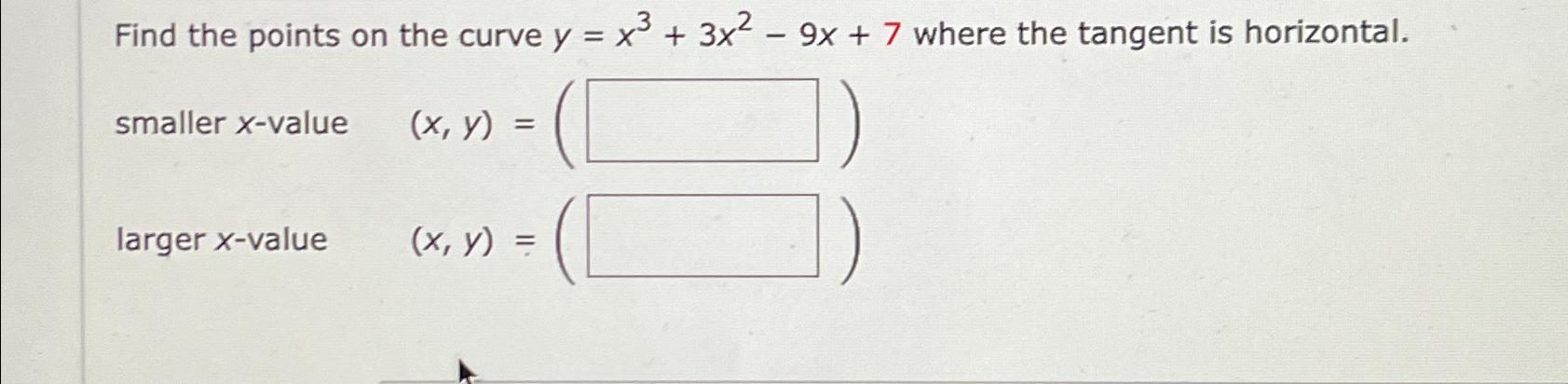 Solved Find the points on the curve y=x3+3x2-9x+7 ﻿where the | Chegg.com