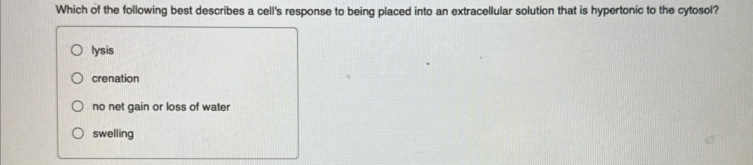 Solved Which of the following best describes a cell's | Chegg.com