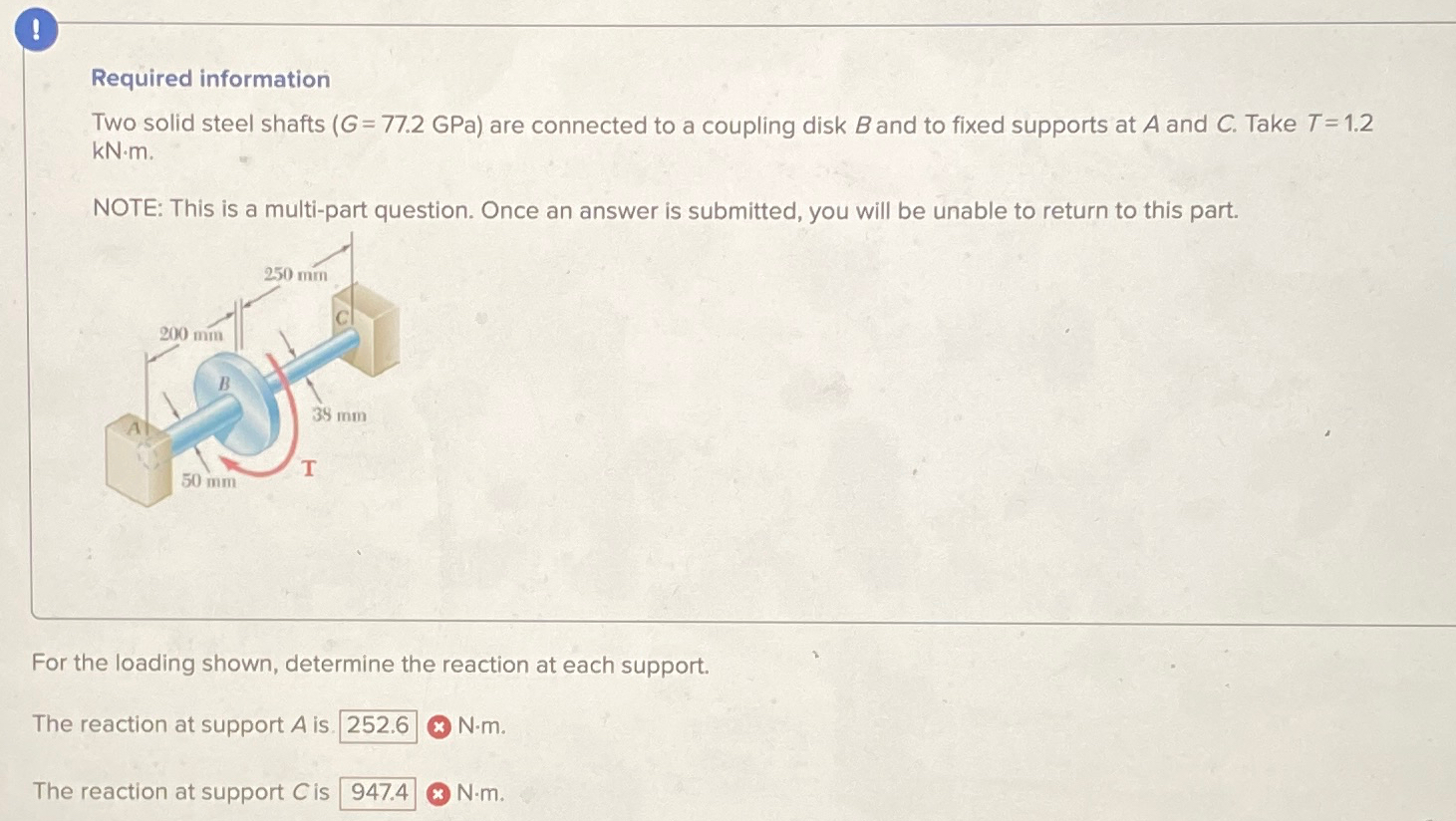 Solved !\\nRequired information\\nTwo solid steel shafts ( | Chegg.com