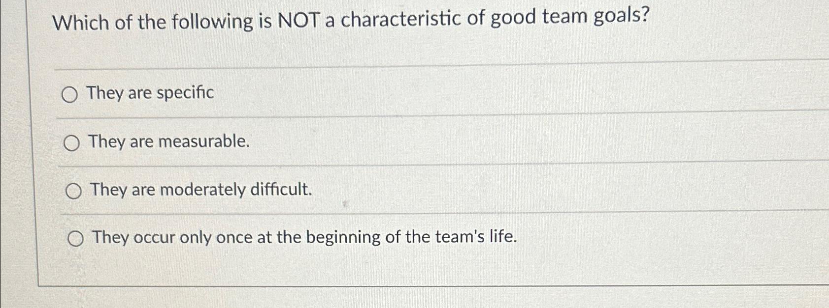 Solved Which of the following is NOT a characteristic of | Chegg.com