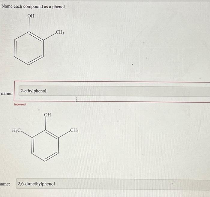 Solved Name each compound as a phenol. | Chegg.com